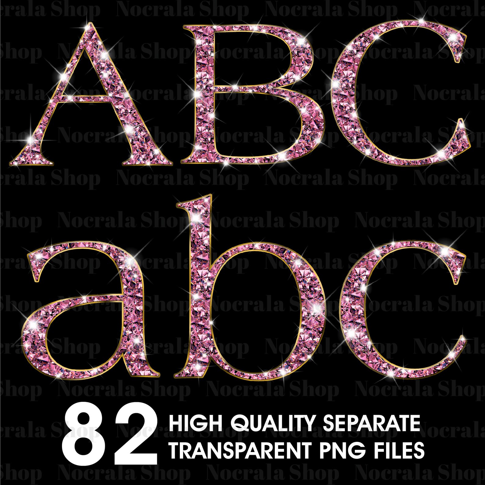 Pink Diamond Alphabet Clipart, Glam Letters, Numbers, Symbols (PNG ...