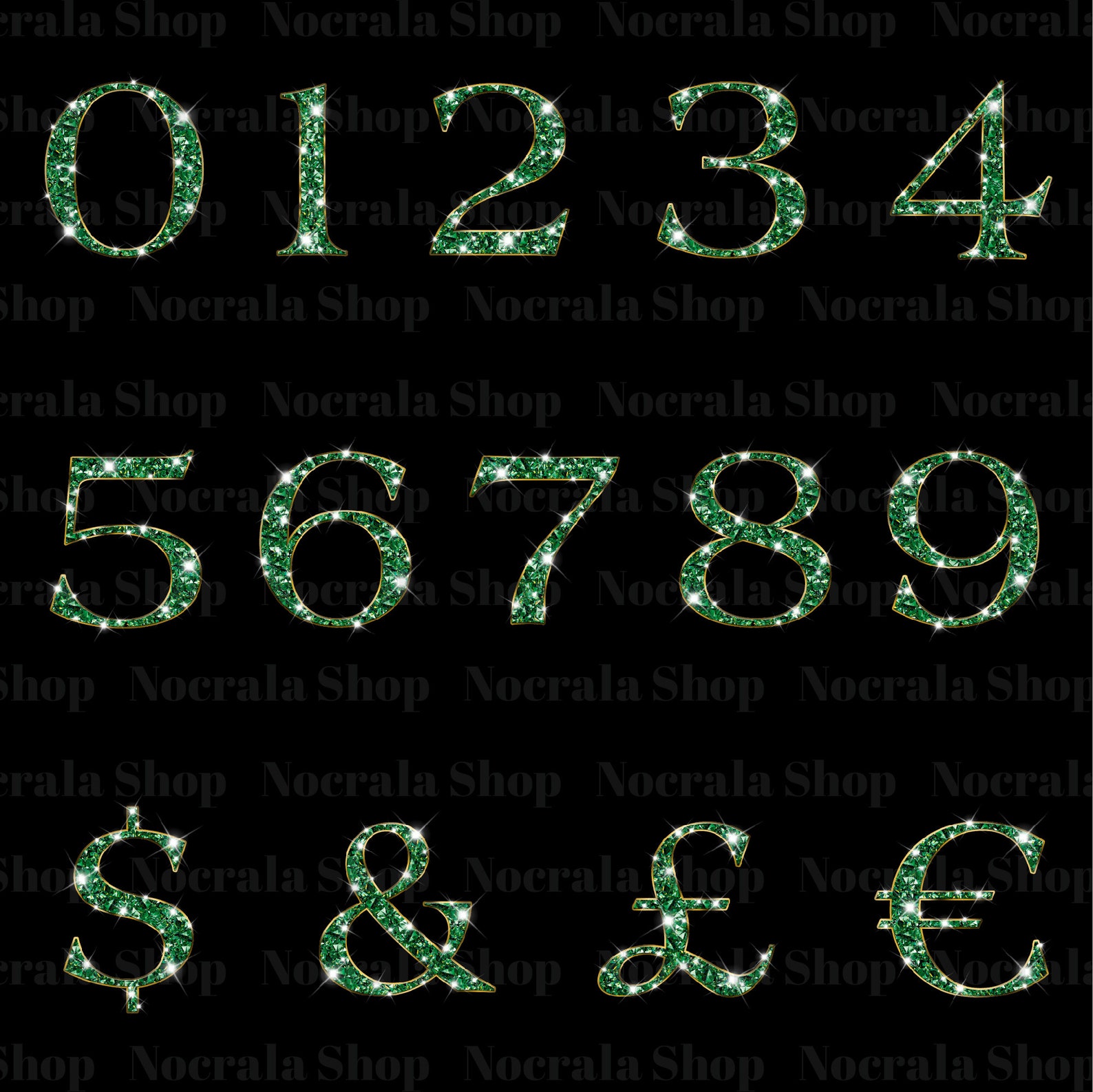 Green Diamond Alphabet Clipart PNG Digital Clip Art - Etsy