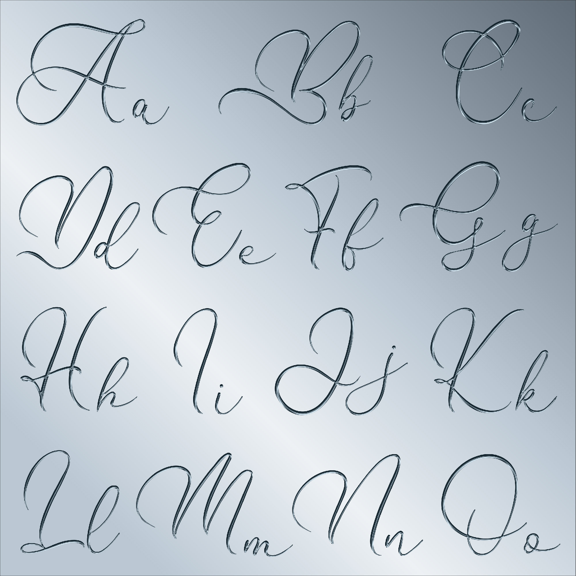 Blue Chrome Cursive Alphabet Clipart, PNG Clip Art, Blue Chrome Cursive ...