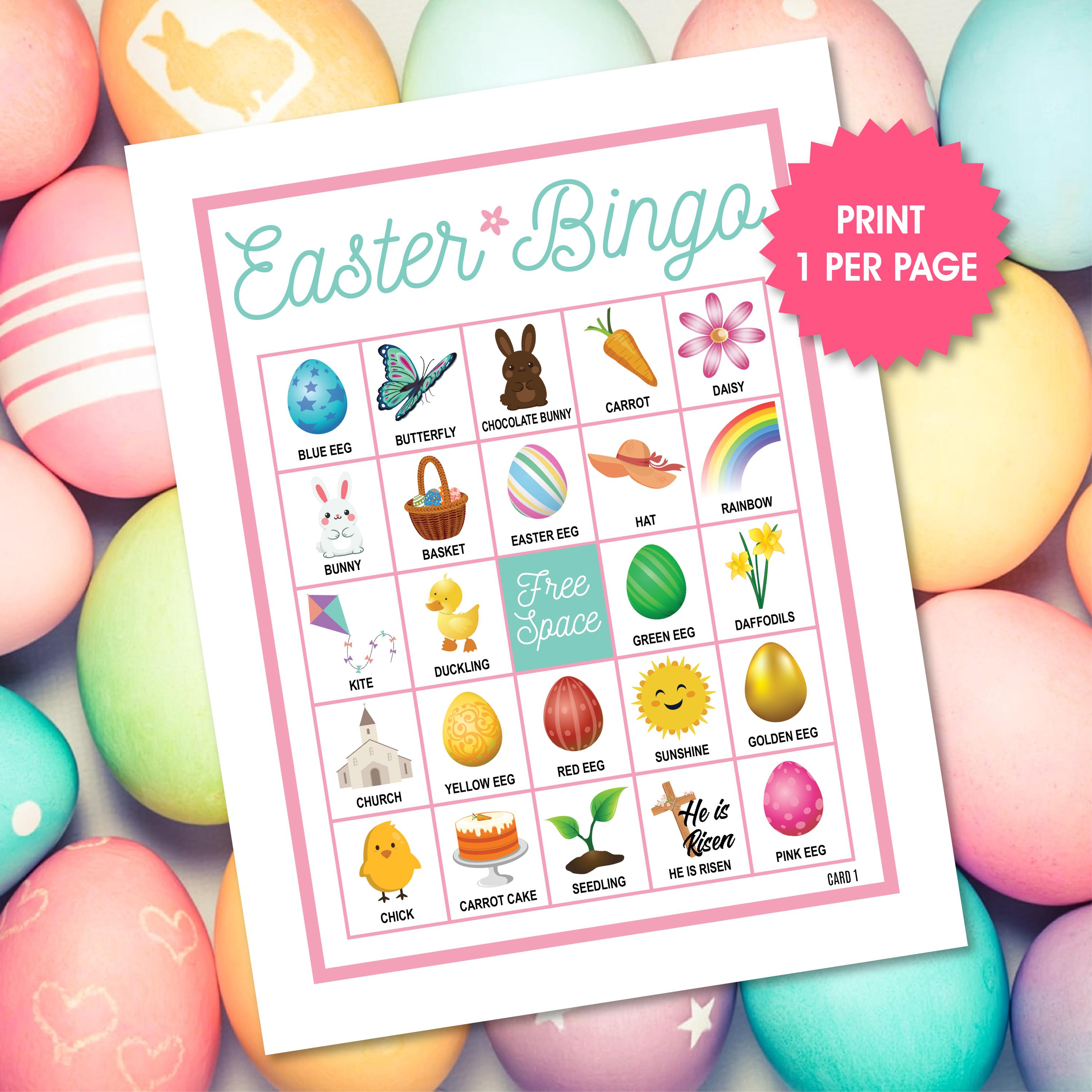 60 Easter Bingo Cards, Easter Party Game, Easter Activity for Kids ...