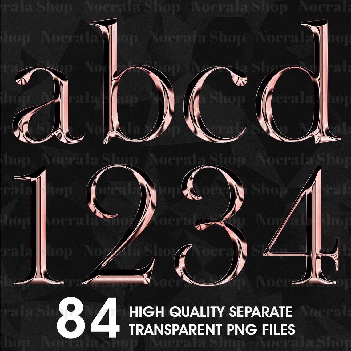 Rose Gold Chrome Alphabet Clipart, PNG Clip Art, Rose Gold Chrome ...