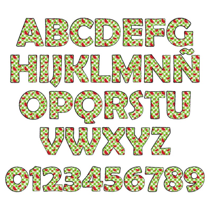 Watermelon Alphabet Clipart, Summer Letters Bundle (PNG Digital Clip ...