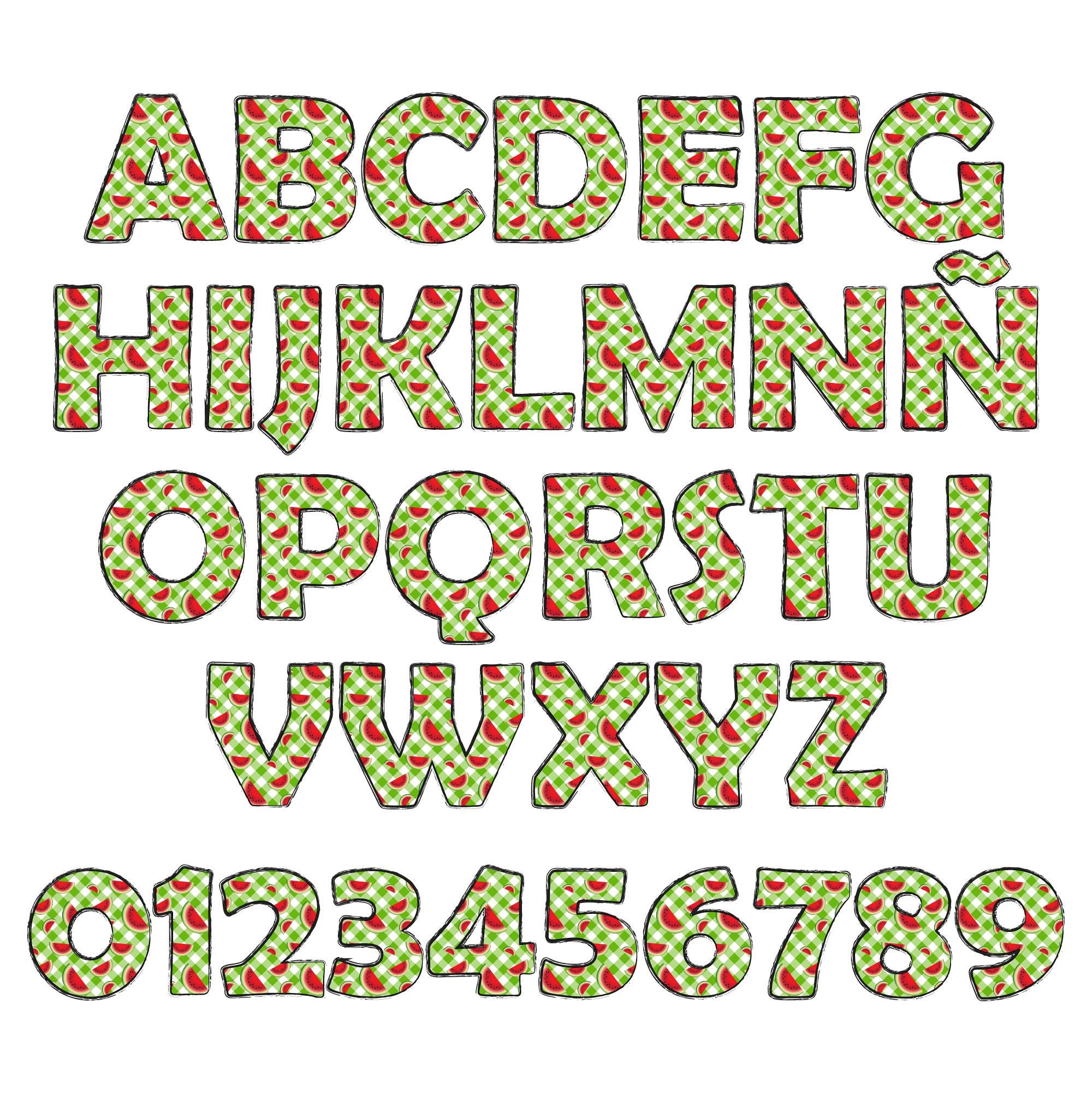 4 Watermelon Alphabets Clipart, PNG Digital Clip Art, Watermelon ...