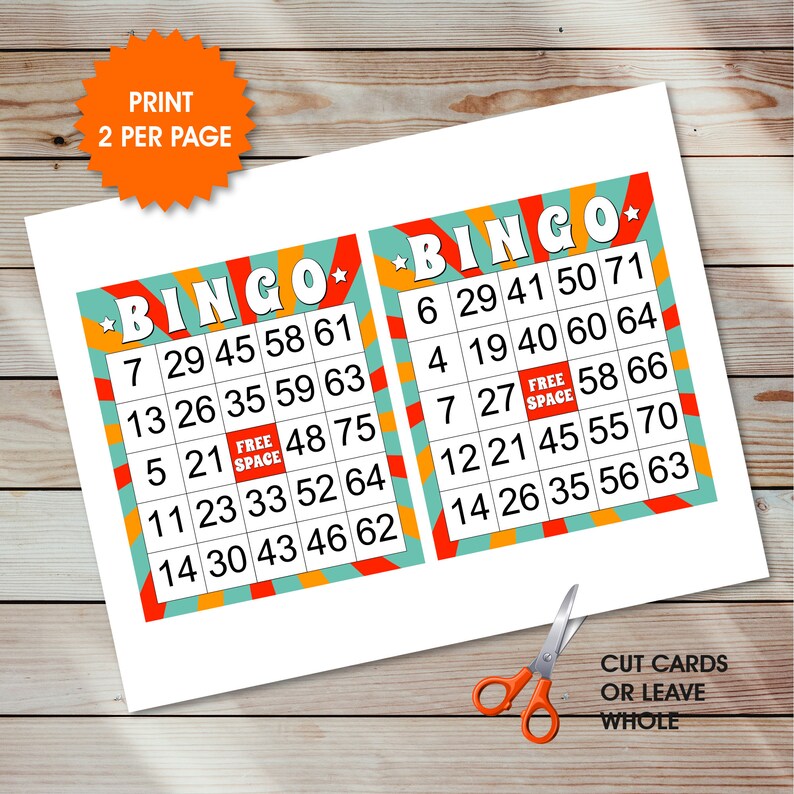 300 Retro Style Orange Bingo Cards, 1, 2, or 4 per Page, Fun Party Game ...