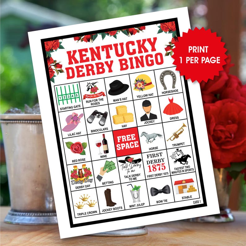 60 Kentucky Derby Bingo Cards, Kentucky Derby Party Game, Run for the ...