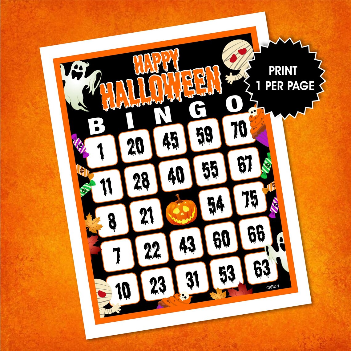 100 Happy Halloween Bingo Cards, Kids Party Game (digital Download) - Etsy