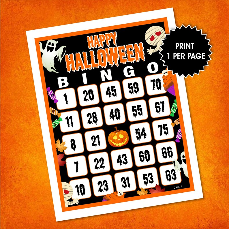 100 Happy Halloween Bingo Cards, Kids Party Game (digital Download) - Etsy