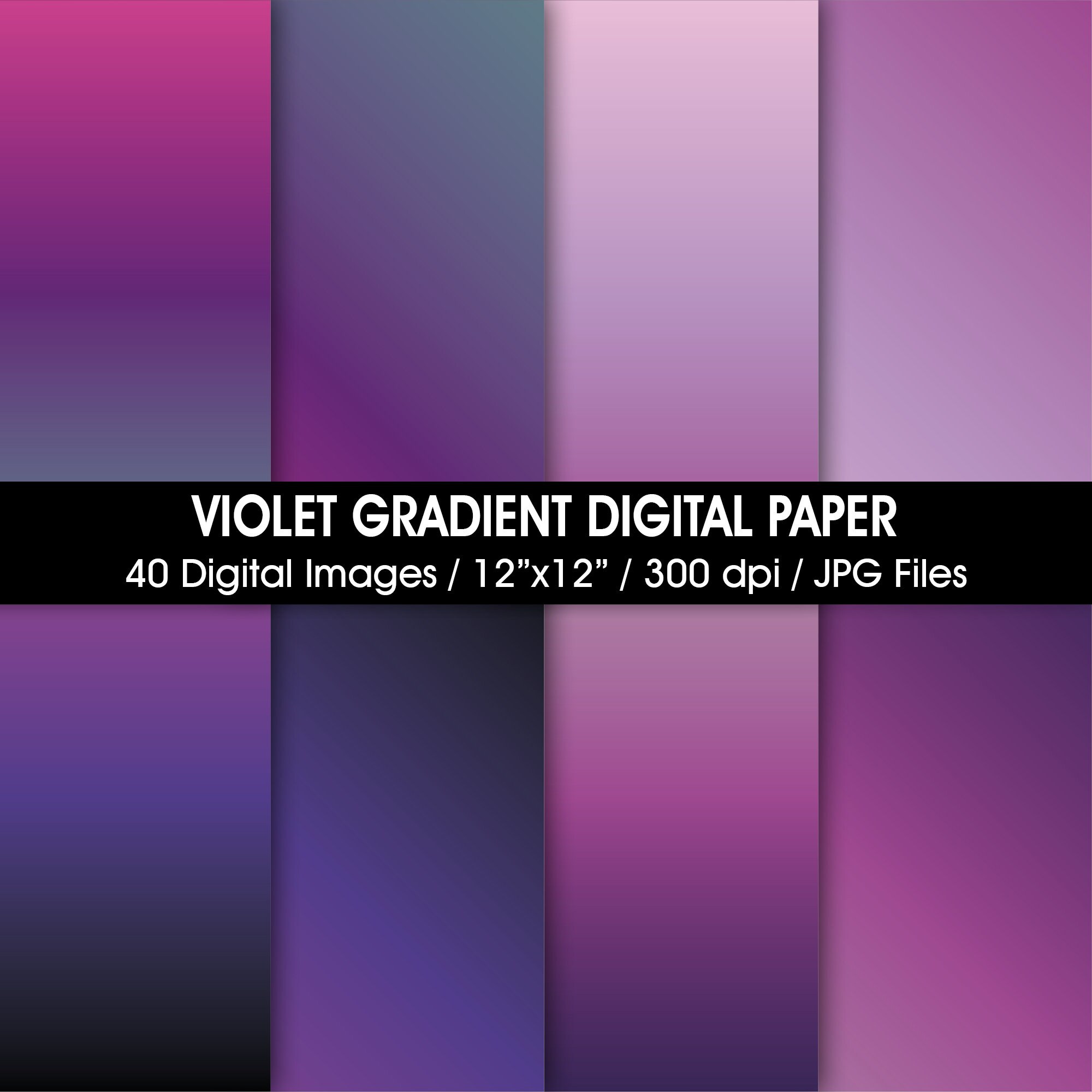 Violet Gradient Digital Paper, Violet Ombre Scrapbook Papers, Instant ...
