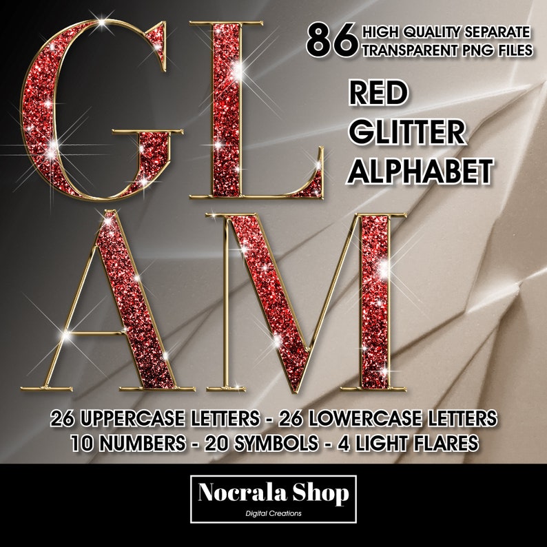 Red Glitter Glam Alphabet Clipart, PNG Clipart, Bling Alphabet ...