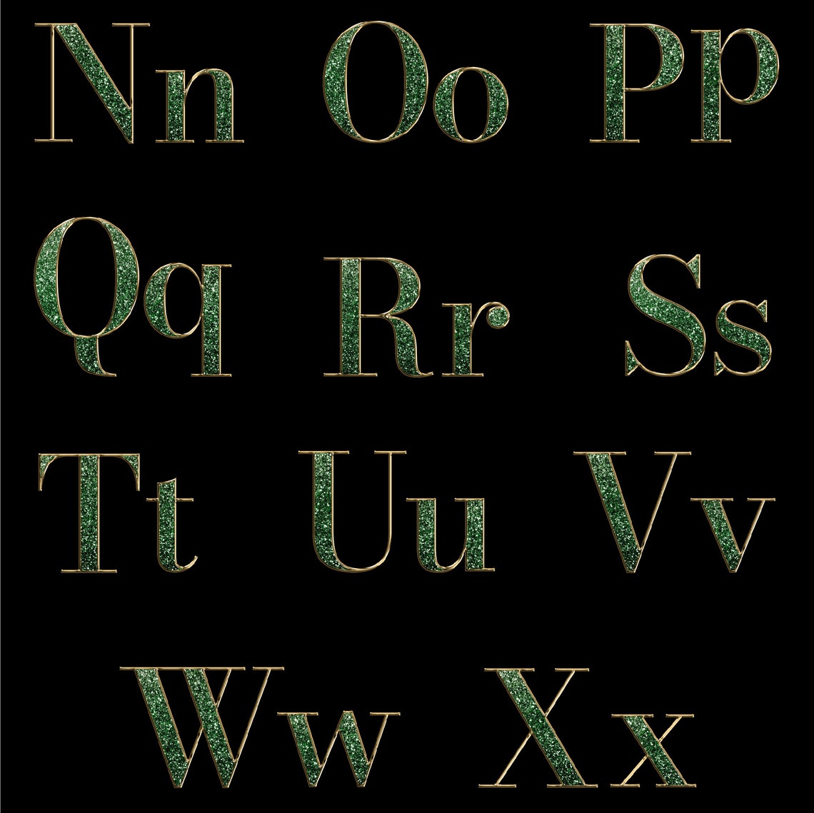 Green Glitter Glam Alphabet Letters and Numbers (digital Download) - Etsy