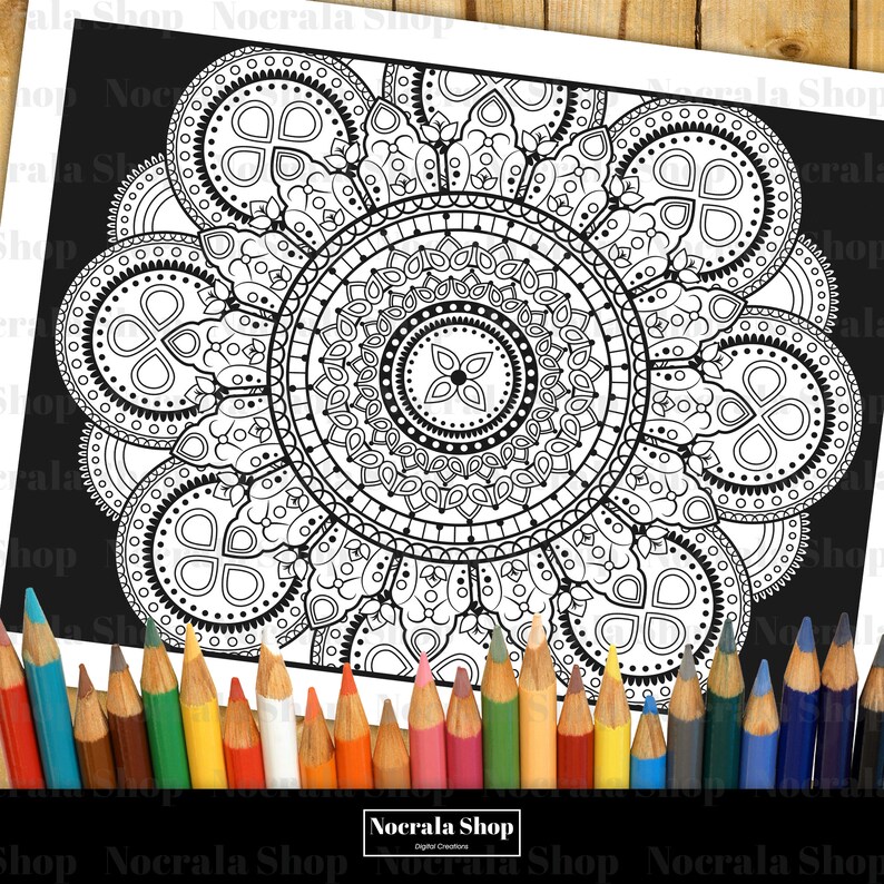 5 affiches géantes de mandala à colorier, affiche à colorier, page de ...