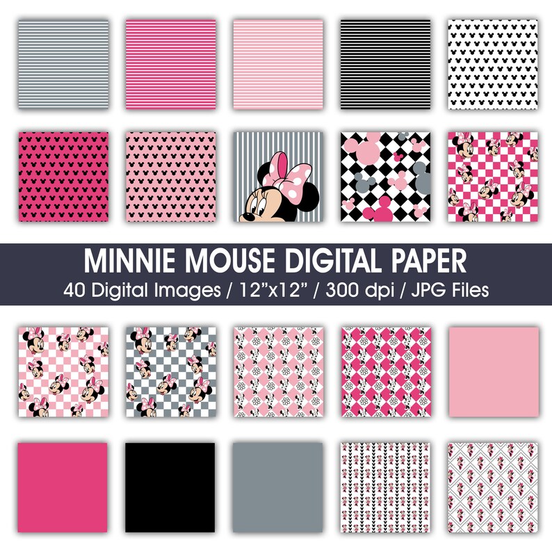 40 Minnie Magic World Digital Paper, Minnie Backgrounds, Instant ...