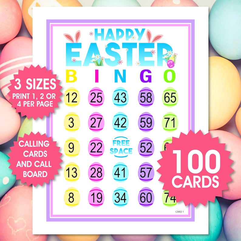 100 Easter Bingo Cards, Easter Party Game, Easter Activity for Kids ...