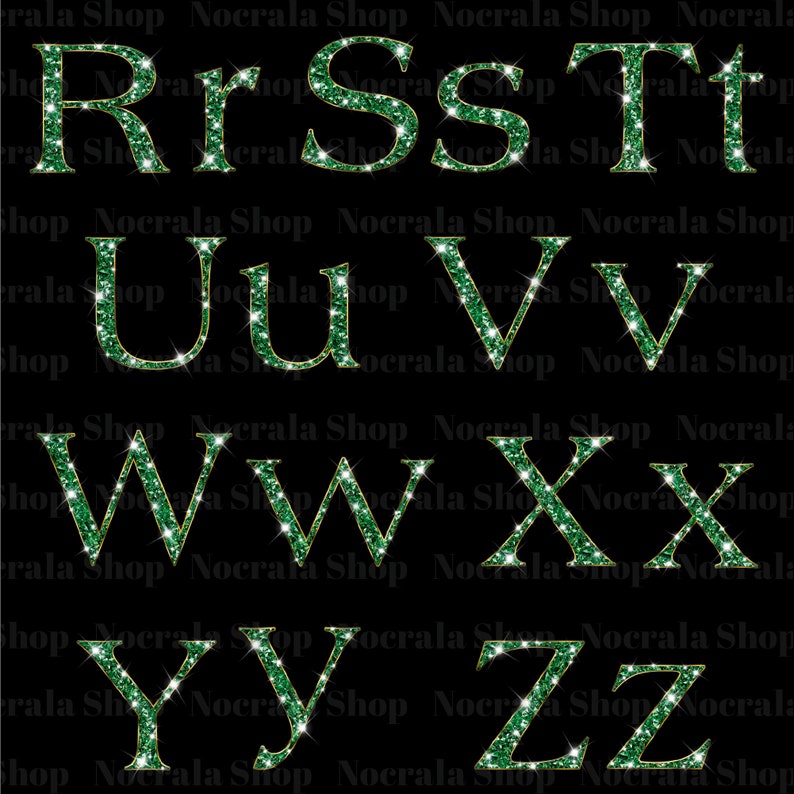 Green Diamond Alphabet Clipart PNG Digital Clip Art - Etsy