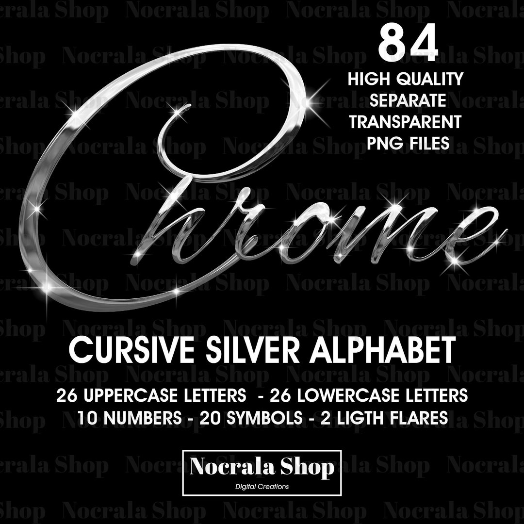 Silver Chrome Cursive Alphabet Clipart, PNG Clip Art, Silver Chrome ...