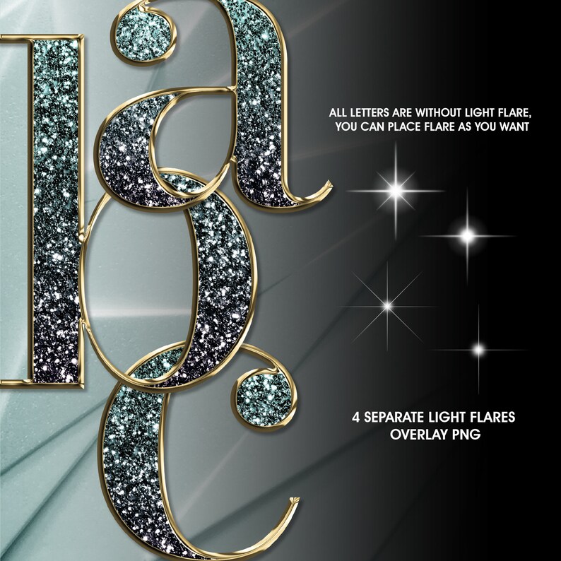 Blue Glitter Glam Alphabet Clipart PNG Digital Clip Art Blue - Etsy