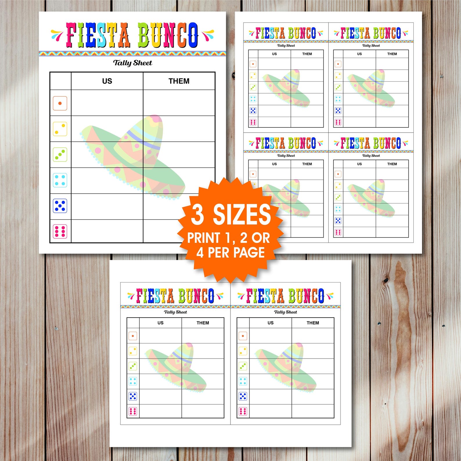 Fiesta BUNCO Bundle, Mexican Party Bunco, Score Cards, Tally Sheets ...