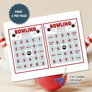 50 Bowling Bingo Cards, Bowling Party Game, Kid's Printable Bowling ...