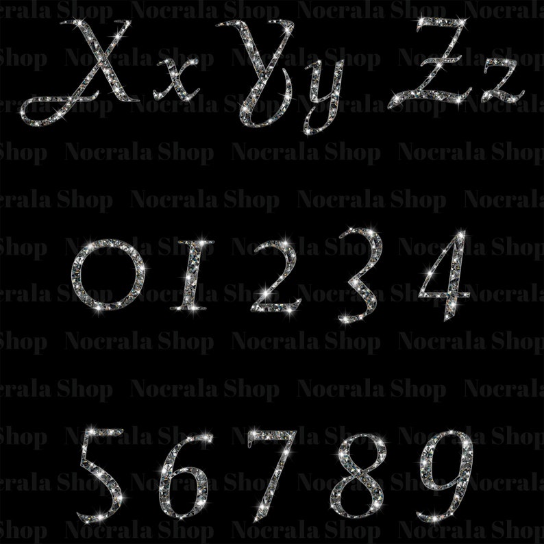 Silver Diamond Alphabet Clipart, PNG Digital Clip Art, Silver Diamond ...