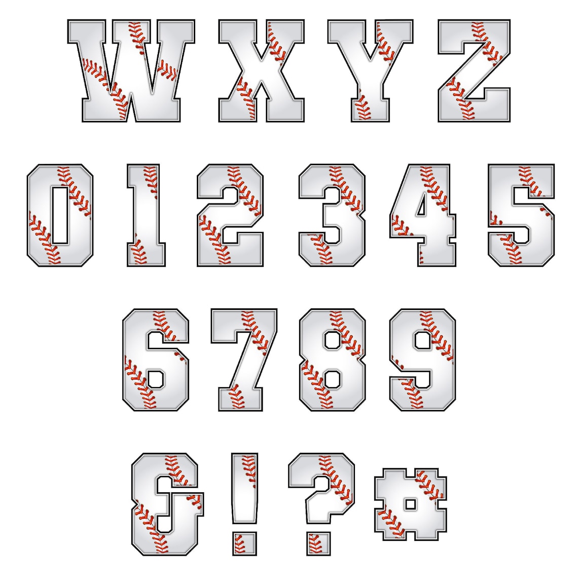 Baseball Alphabet Clipart, PNG Digital Clip Art, Baseball Letters ...