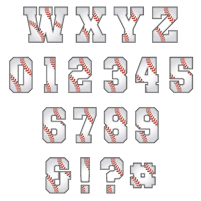 Baseball Alphabet Clipart, PNG Digital Clip Art, Baseball Letters ...