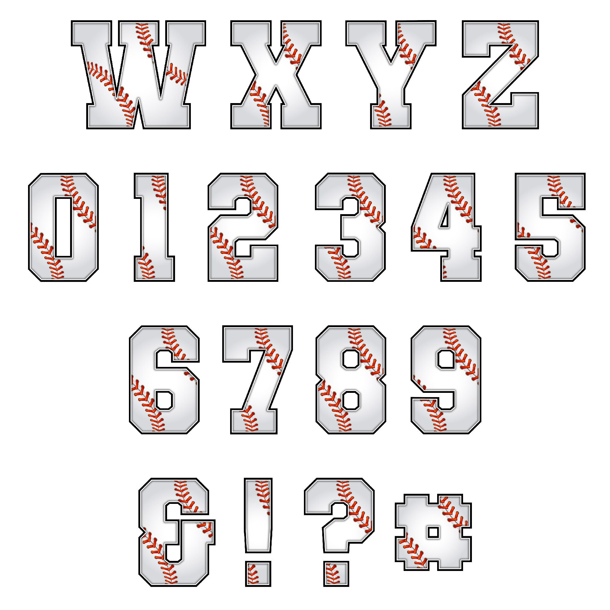 Baseball Alphabet Clipart, PNG Digital Clip Art, Baseball Letters ...