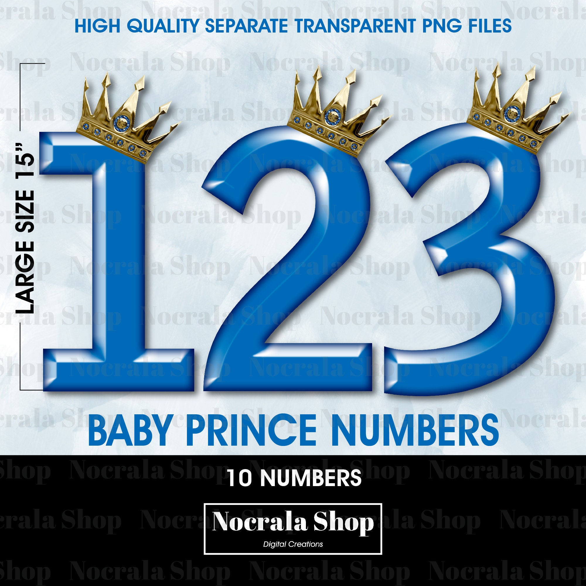 Baby Prince Numbers Clipart, Baby Boy Numbers, Baby Blue Numbers, Royal ...