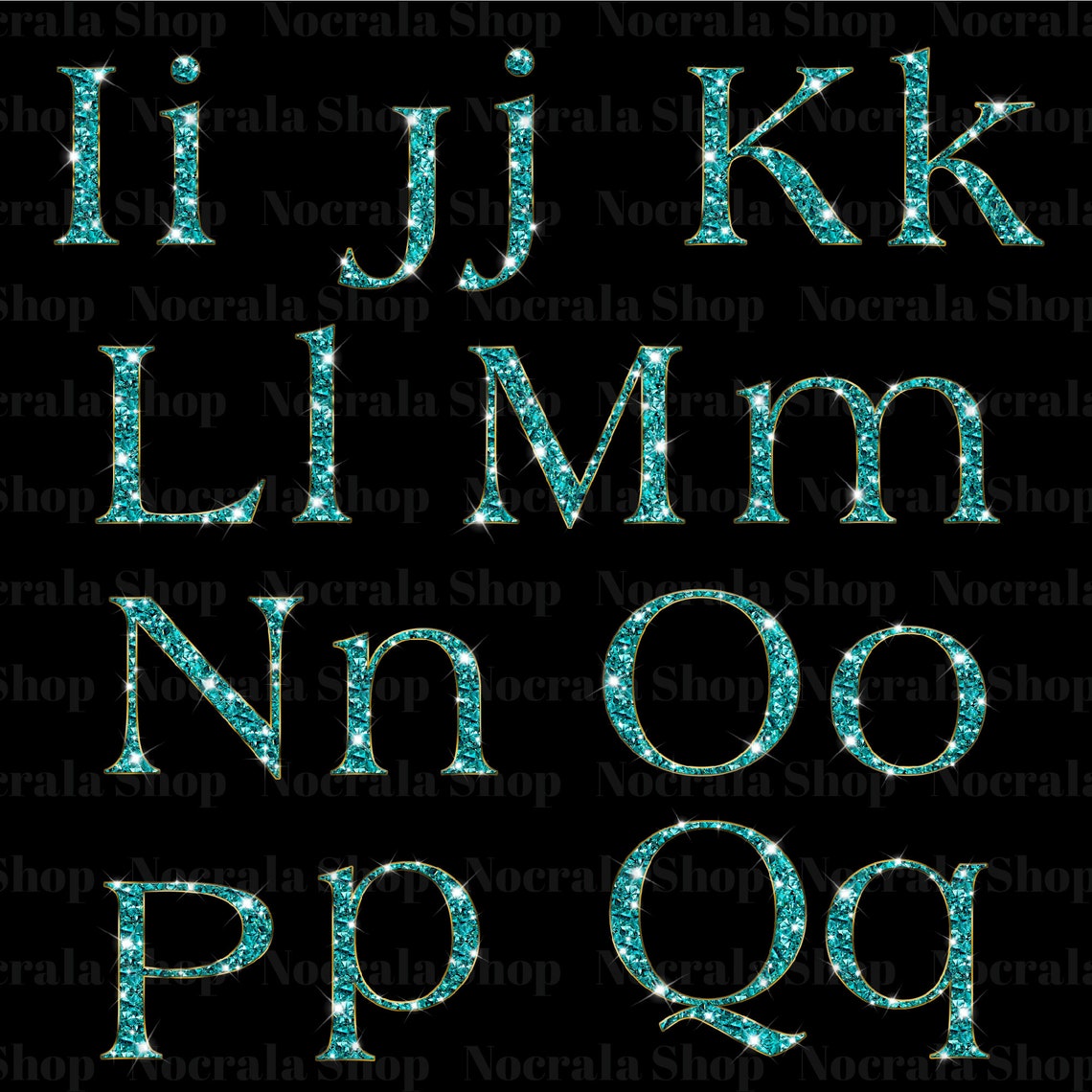 Aquamarine Diamond Alphabet Clipart, PNG Digital Clip Art, Aquamarine ...