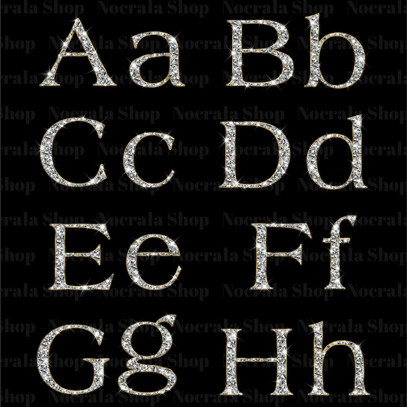 White Diamond Alphabet Clipart PNG Digital Clip Art White - Etsy