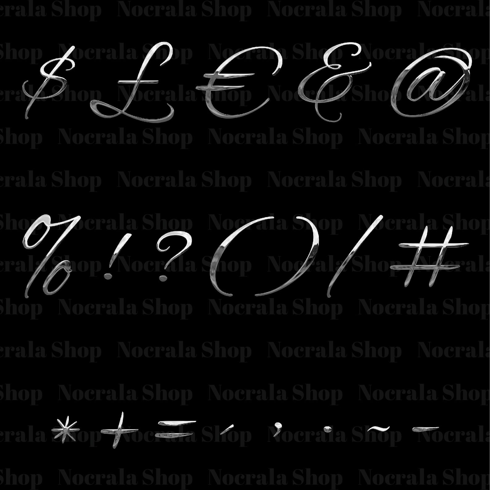 Silver Chrome Cursive Alphabet Clipart, PNG Clip Art, Silver Chrome ...