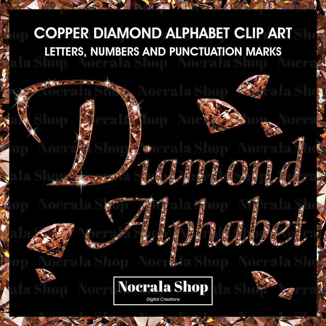 Copper Diamond Alphabet Clipart, PNG Digital Clip Art, Copper Diamond ...