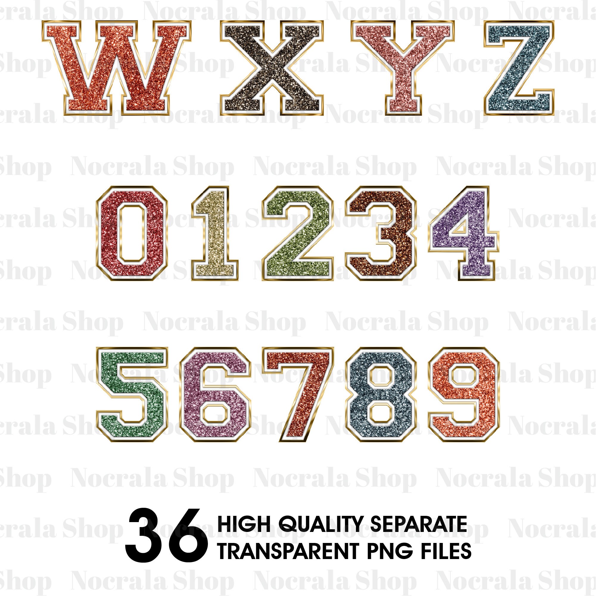 Boho Color Varsity Alphabet Clipart Letter and Number Clip - Etsy