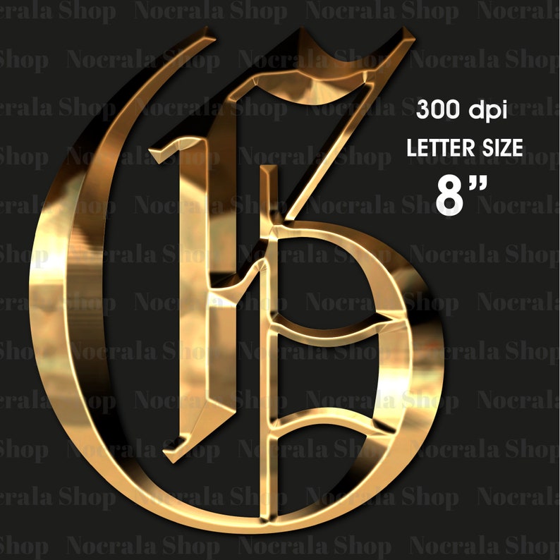 Gold Gothic Alphabet Clipart, PNG Digital Clip Art, Gold Gothic Letters ...