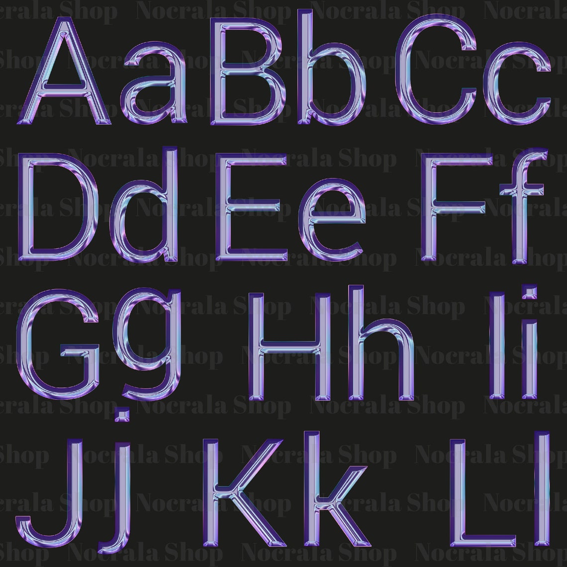 Holographic Chrome Alphabet Clipart, PNG Clip Art, Holographic Chrome ...