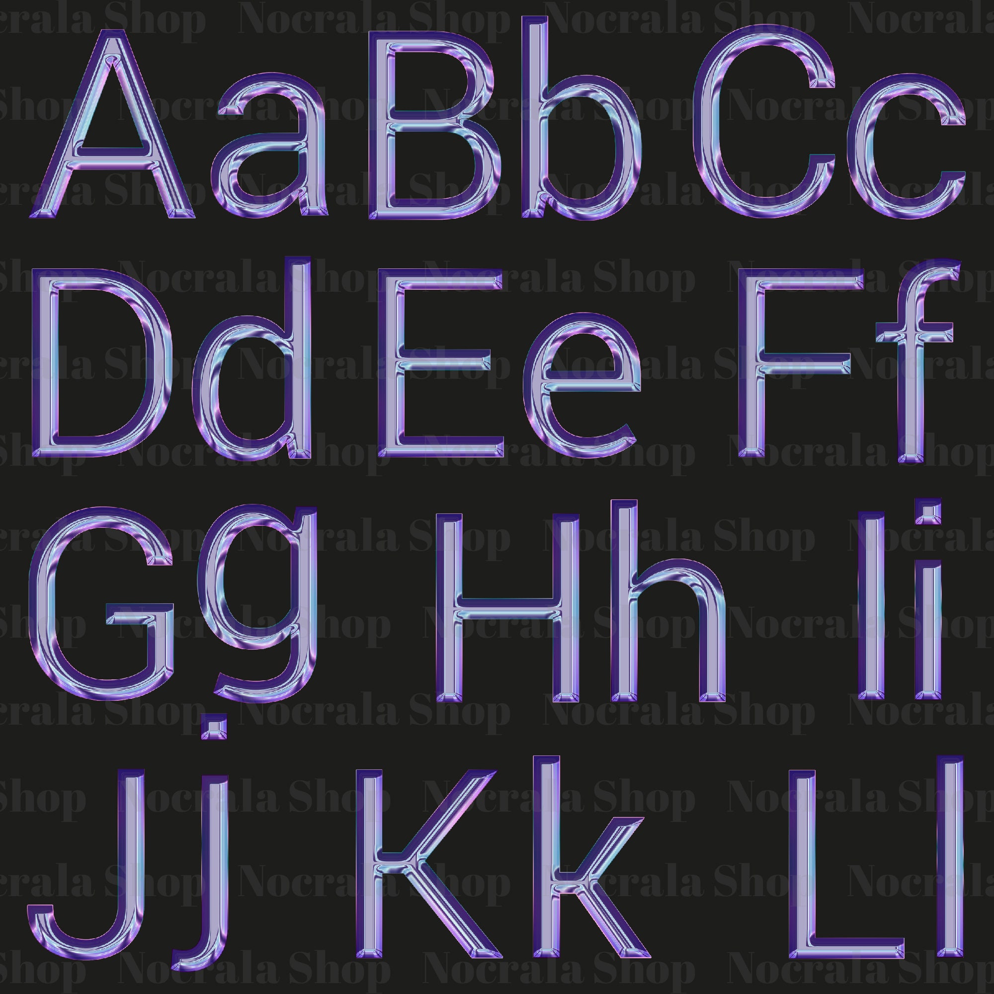 Holographic Chrome Alphabet Clipart, PNG Clip Art, Holographic Chrome ...