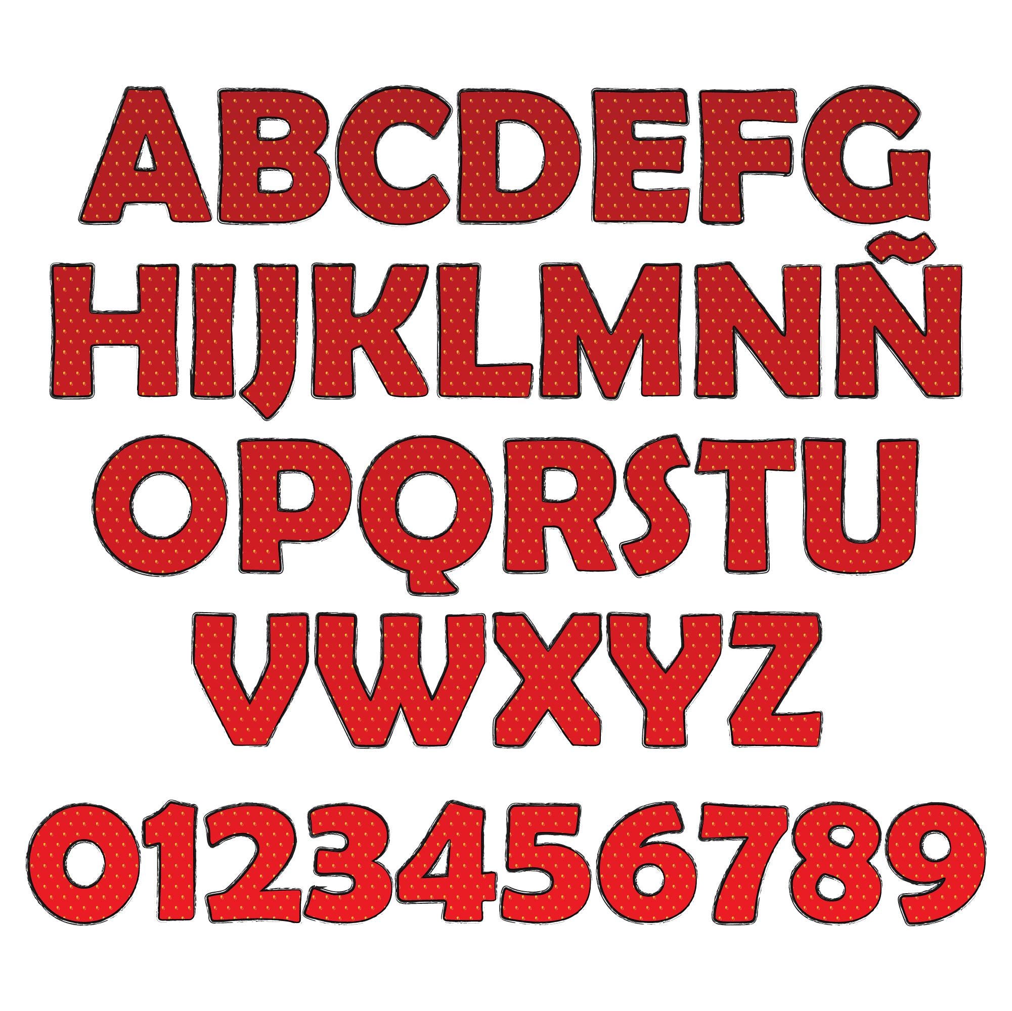 4 Strawberry Alphabets Clipart, PNG Digital Clip Art, Strawberry ...