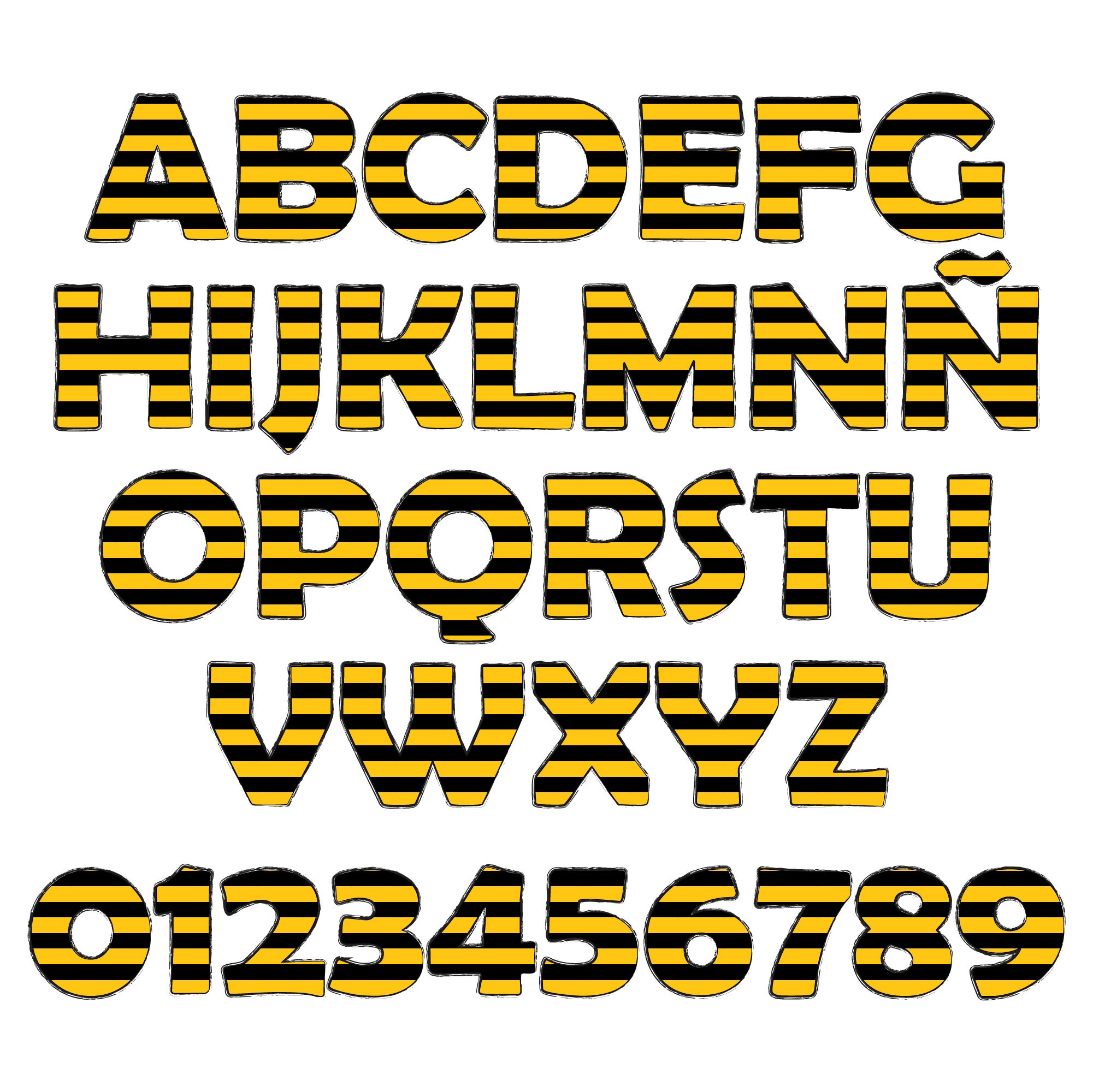 4 Bee Alphabets Clipart, PNG Digital Clip Art, Bee Letters Bundle, Cute ...