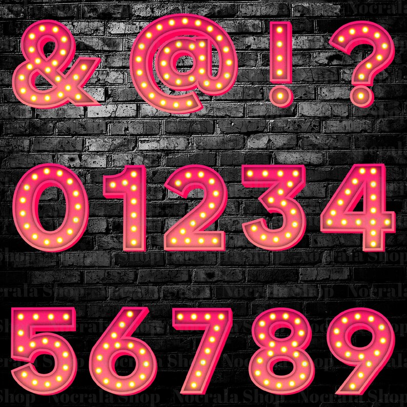Pink Marquee Alphabet Clipart Marquee Letters & Numbers PNG - Etsy