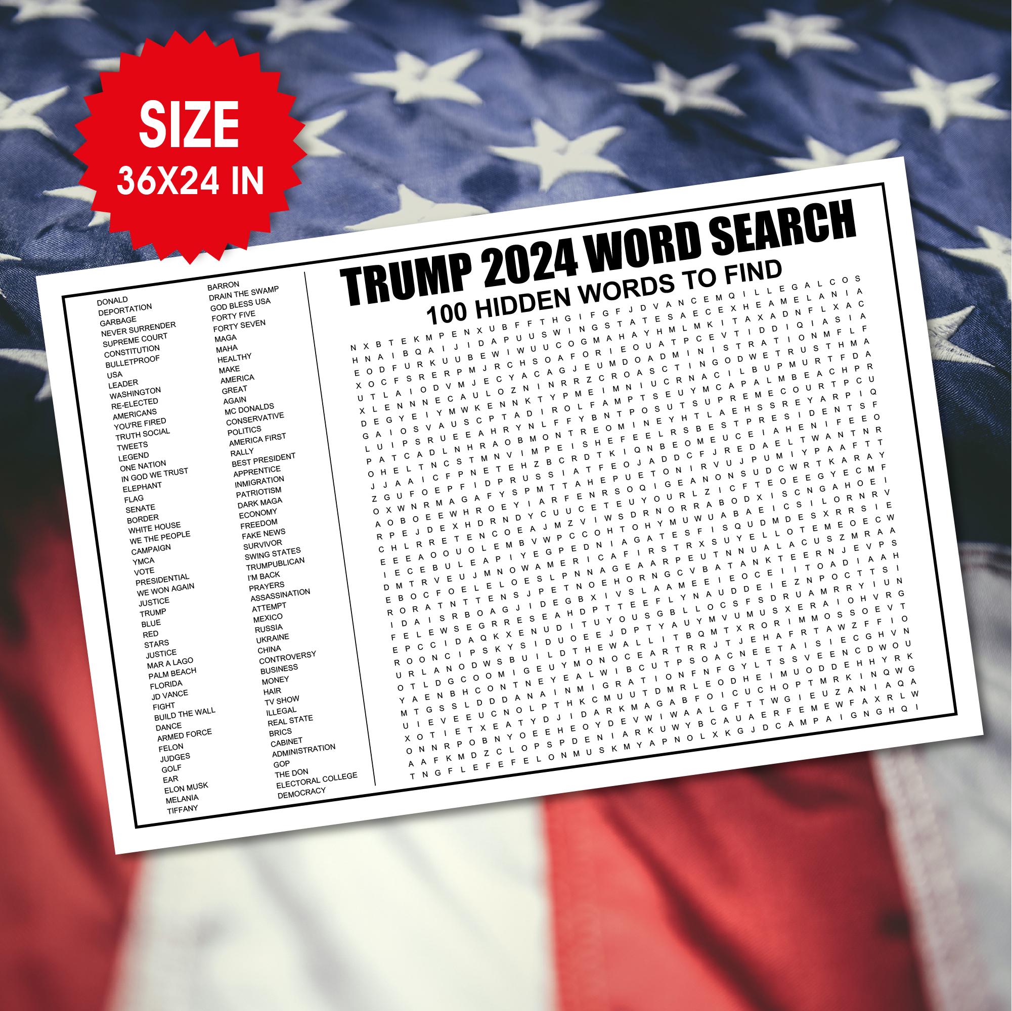 Giant Trump 2024 Word Search, Republican Party Game, Printable Word ...