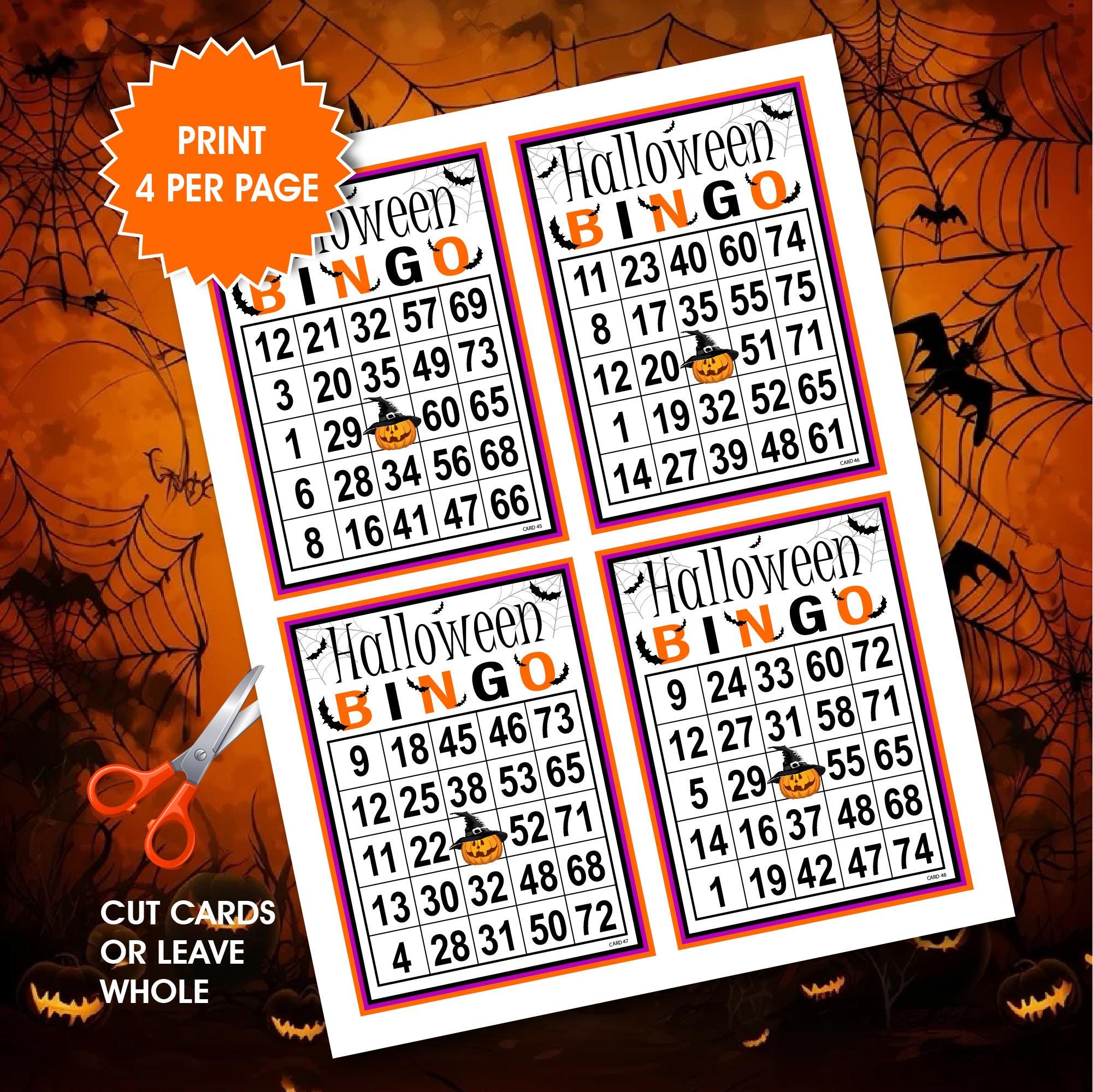 Halloween Bingo Game, 100 Cards, Party Activity (digital Download) - Etsy