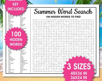 Summer Word Search, Printable, Instant Download, PDF - Etsy