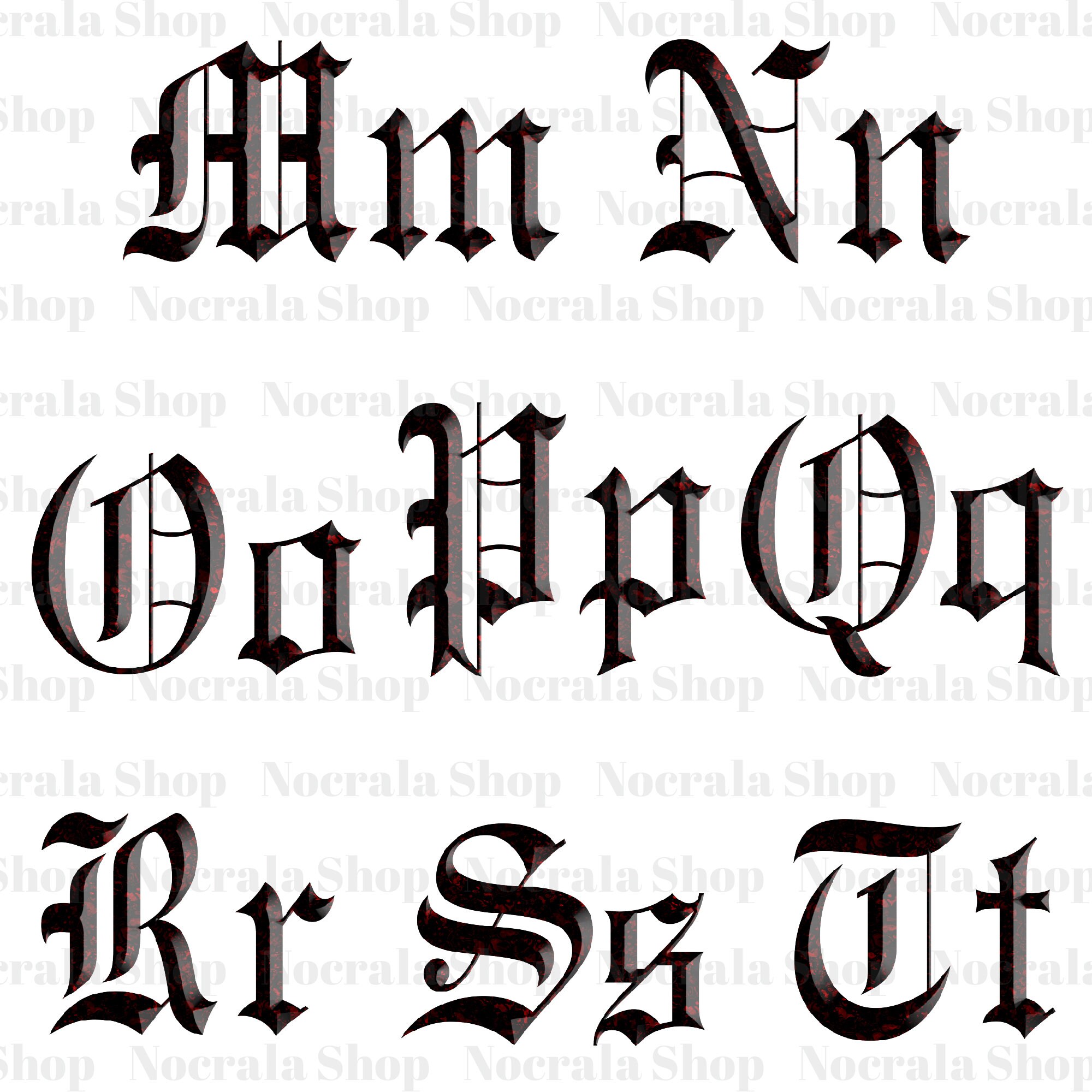 Gothic Black and Red Alphabet Clipart, PNG (digital Download) - Etsy