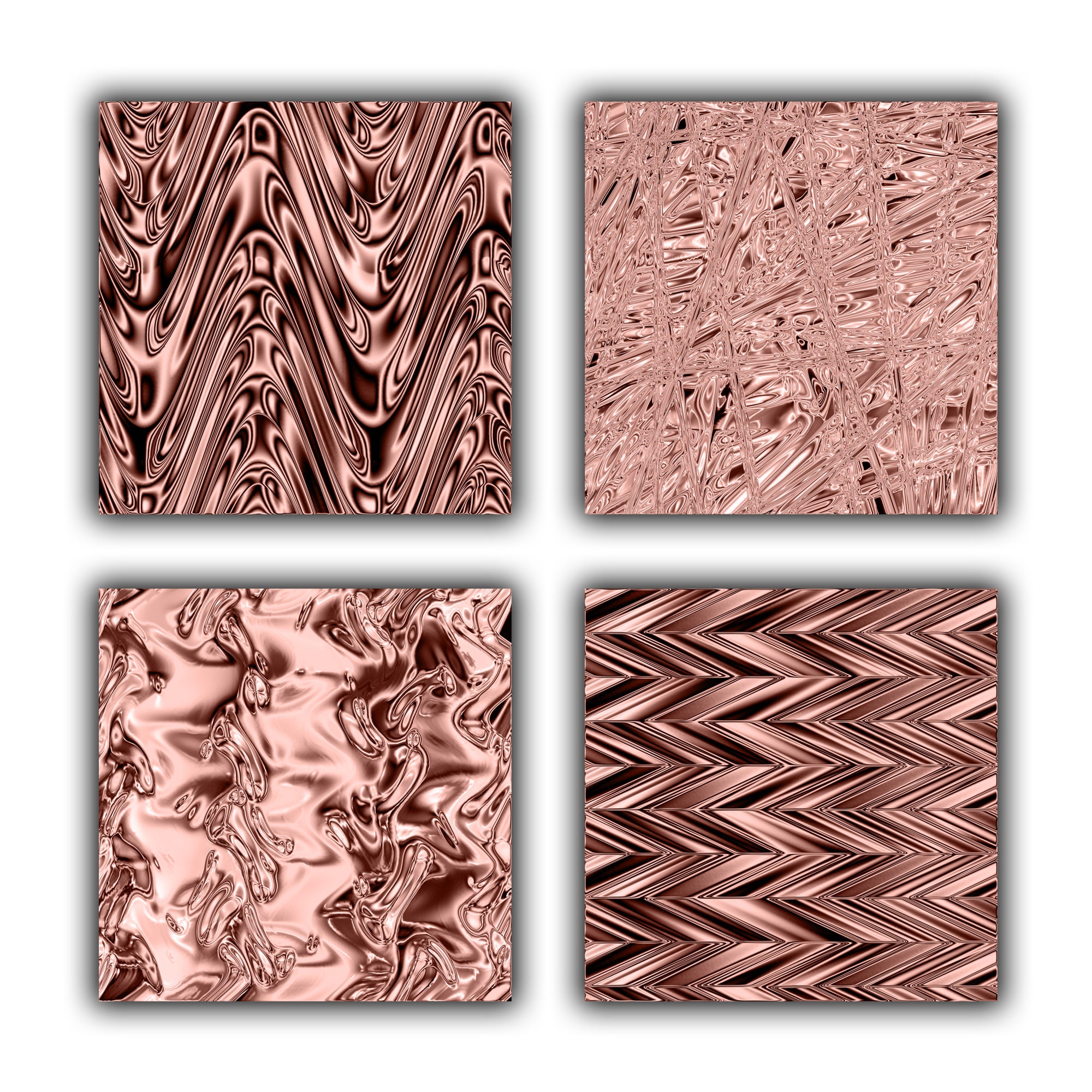 Rose Gold Chrome Digital Paper, Rose Gold Chrome Scrapbook Papers ...