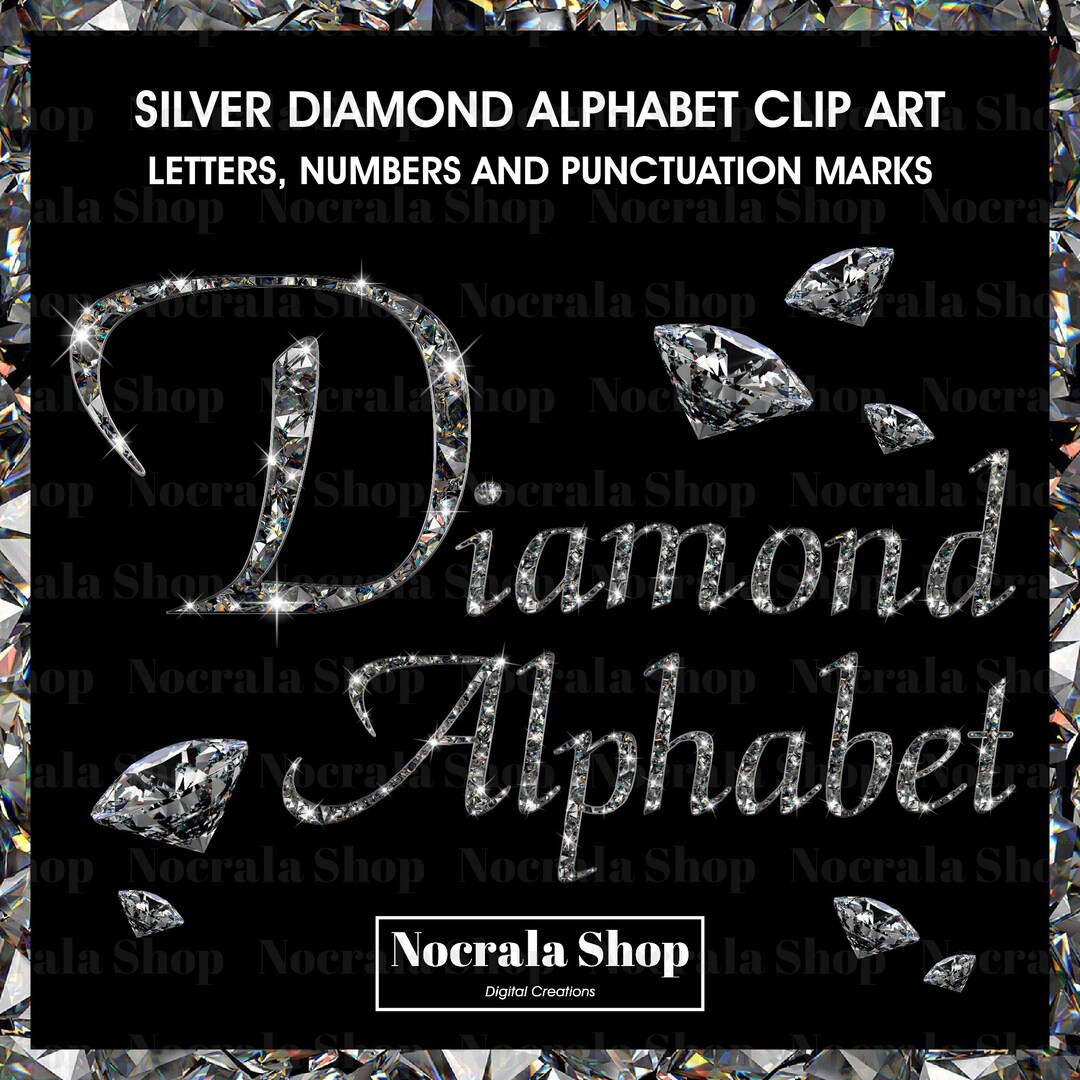 Silver Diamond Alphabet Clipart, PNG Digital Clip Art, Silver Diamond ...