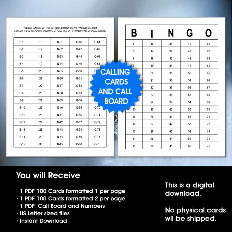 100 Winter Bingo Cards, 1 or 2 per Page, Winter Game, Winter Activity ...