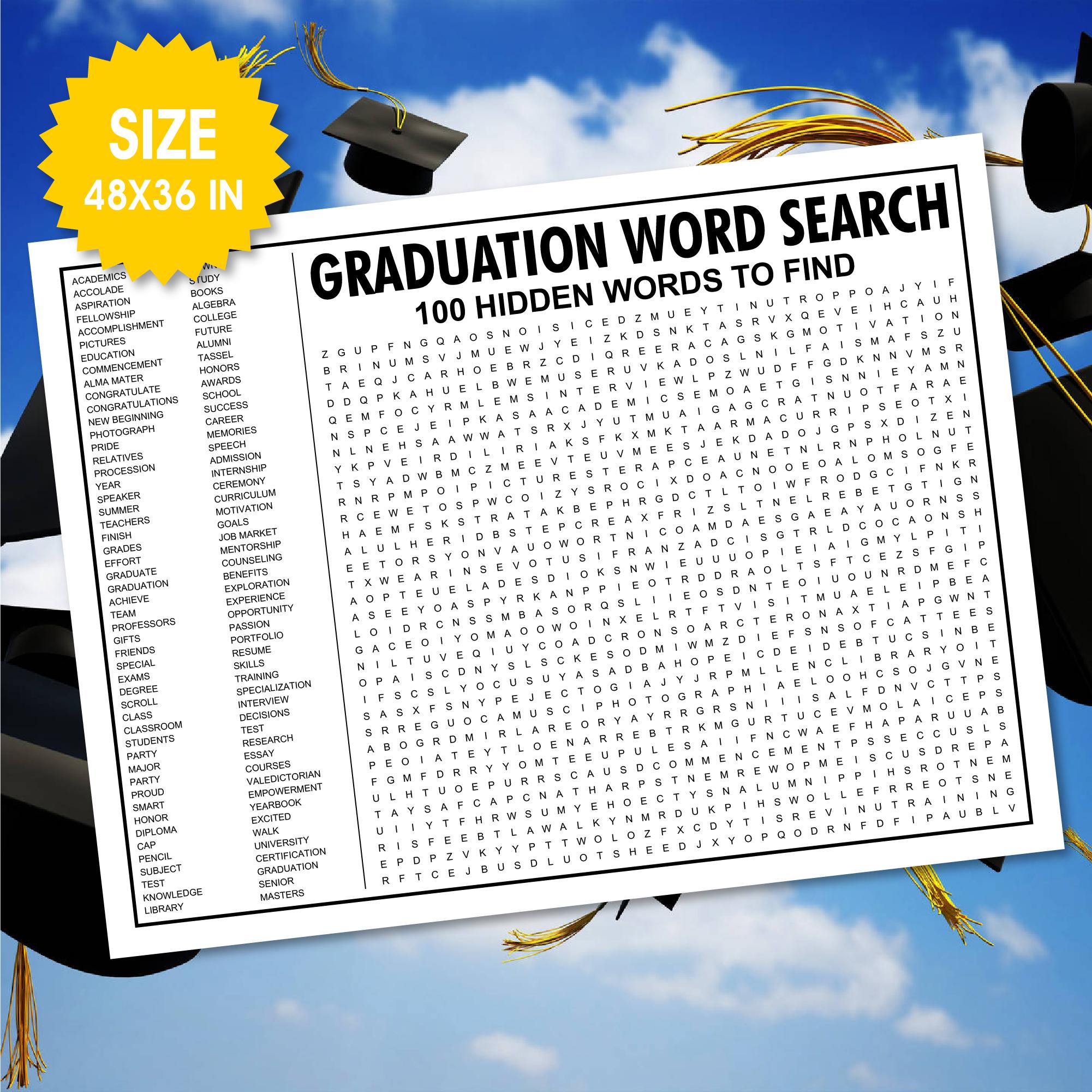 Giant Graduation Word Search, University Party Game (PDF Files) - Etsy