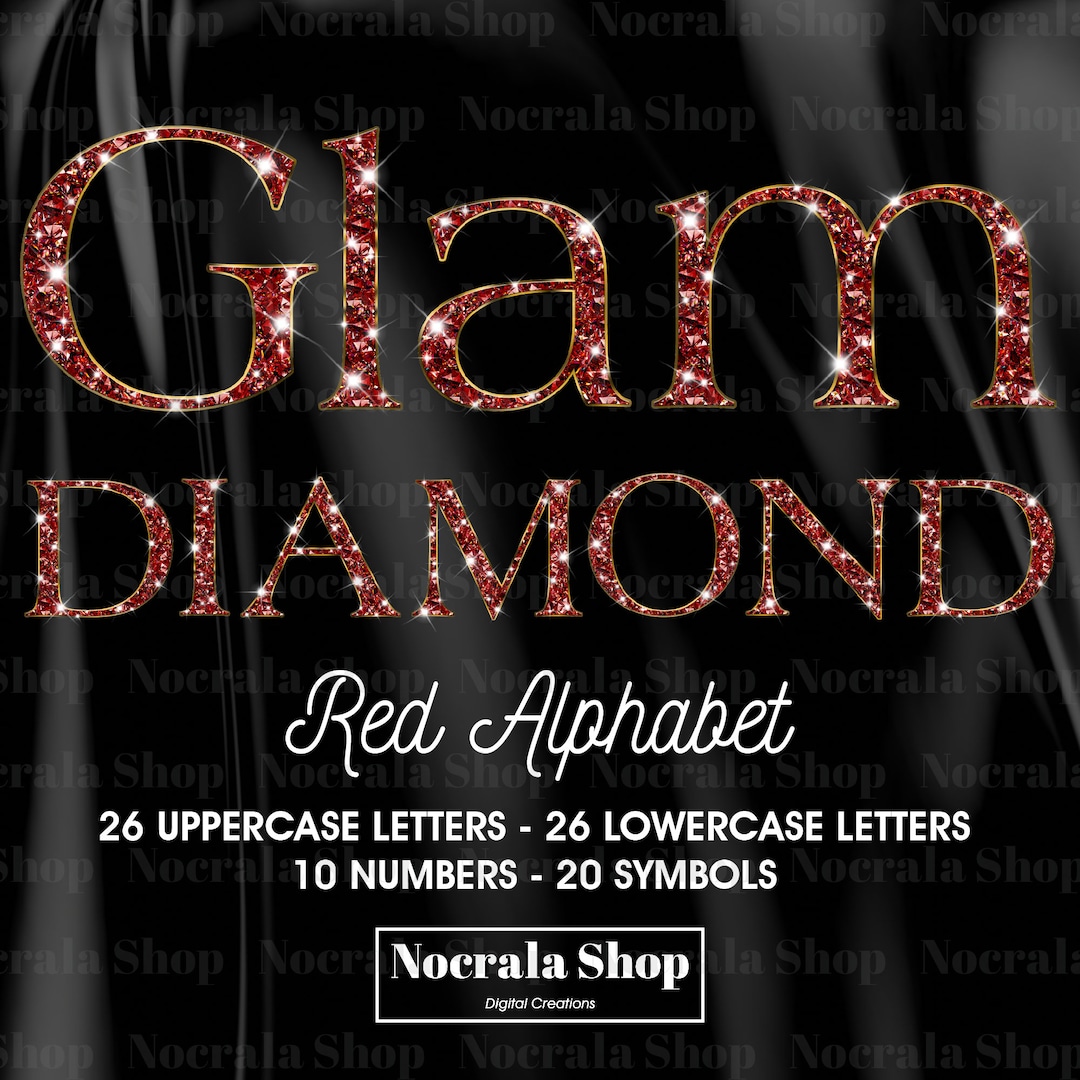 Red Diamond Alphabet Clipart, PNG Digital Clip Art, Red Diamond Letters ...