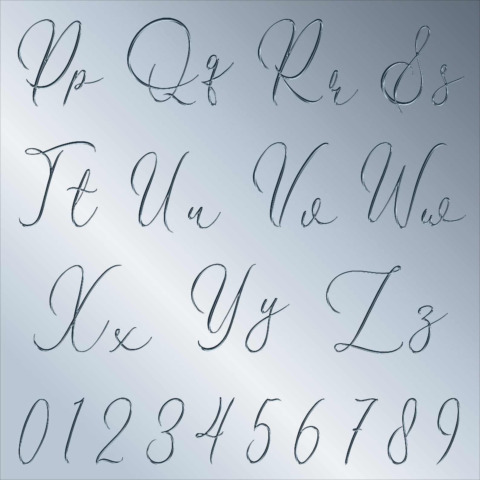 Blue Chrome Cursive Alphabet Clipart, PNG Clip Art, Blue Chrome Cursive ...
