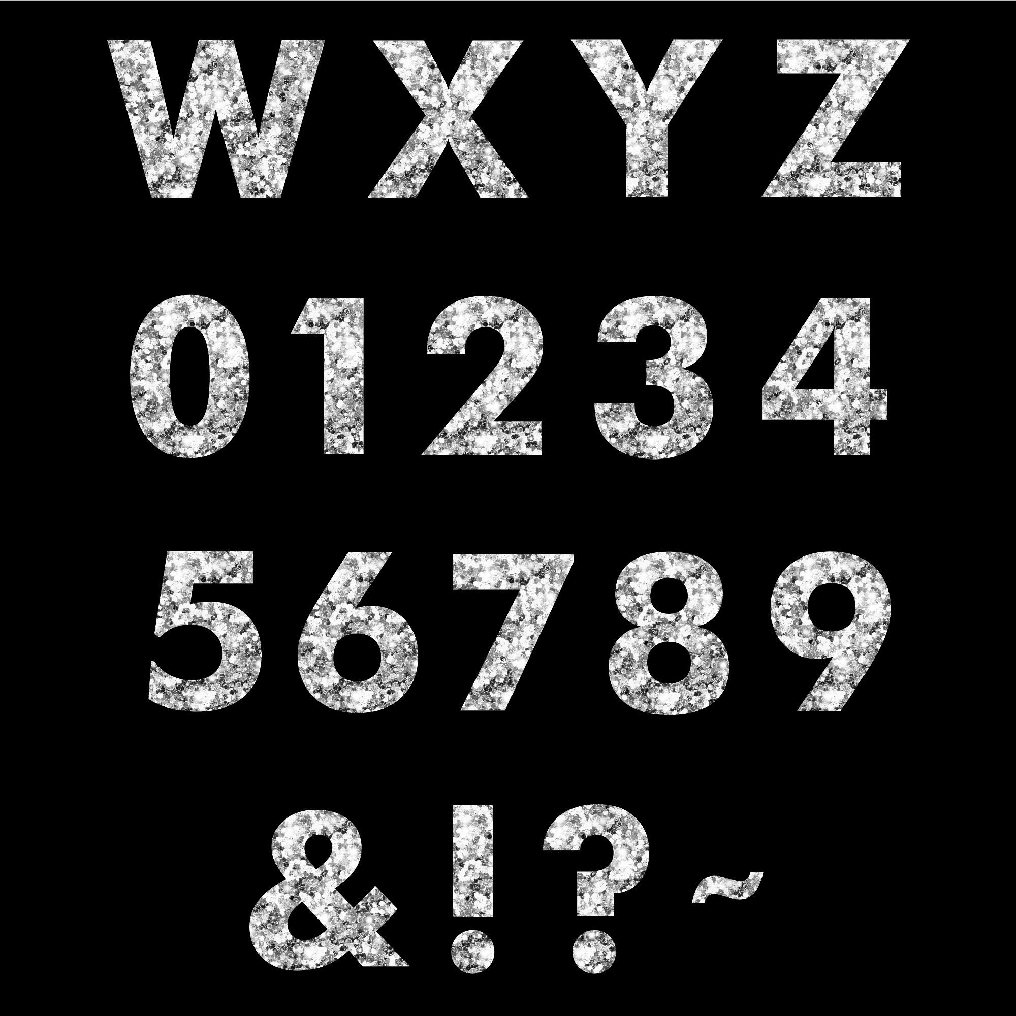 Silver Chunky Glitter Alphabet Clipart, PNG Digital Clip Art, Silver ...