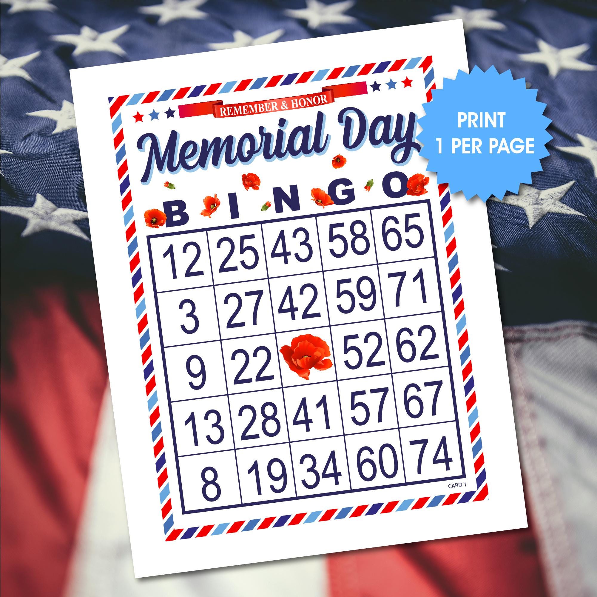 Memorial Day Bingo Game, Patriotic Party, 200 Bingo Cards, (PDF Files ...